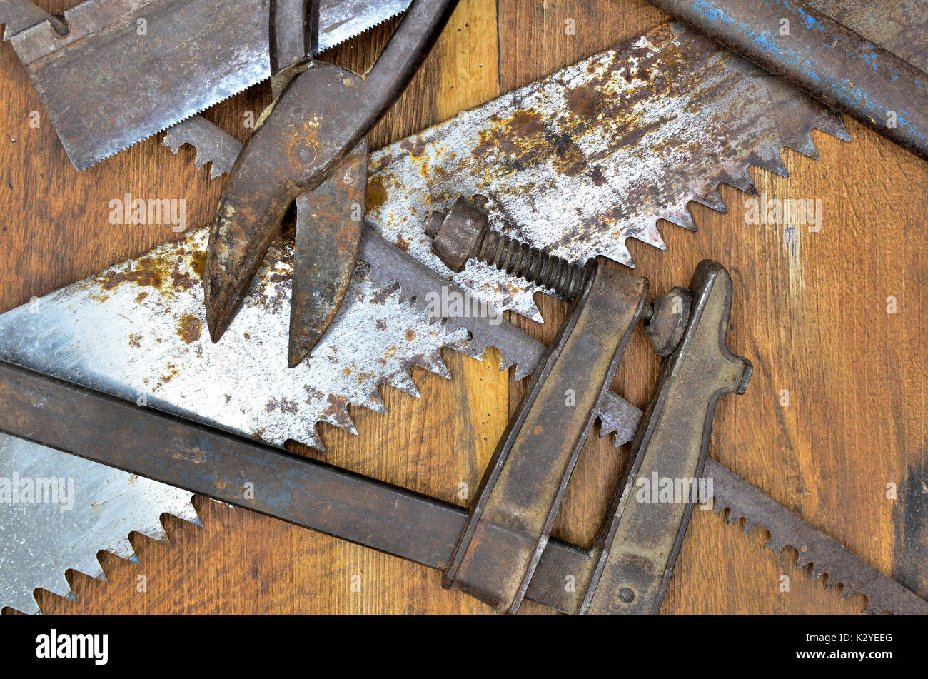 work tools on wood Stock Photo - Alamy
