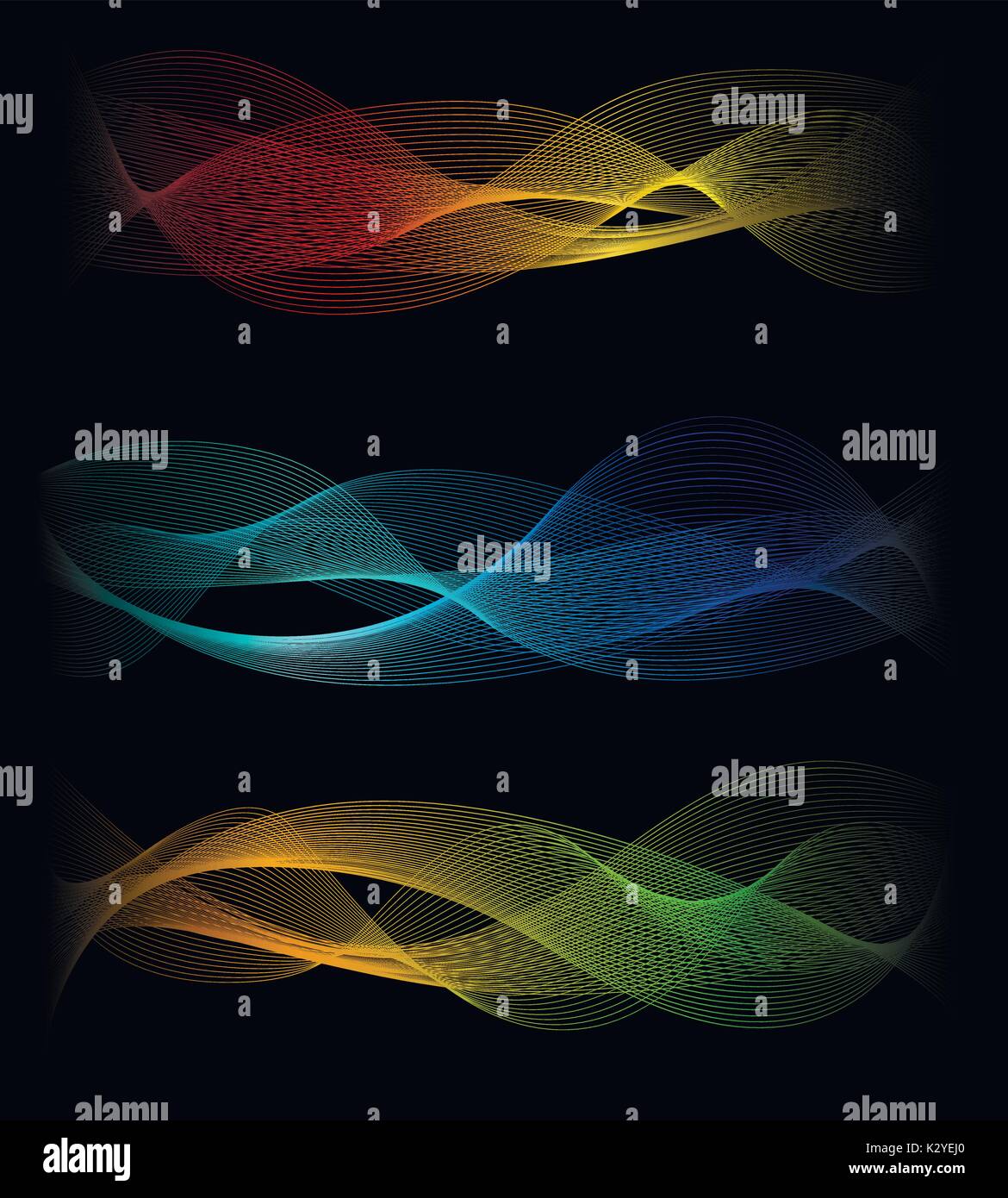 Dark light speed sound waves abstract vector background. Rainbow lines ...