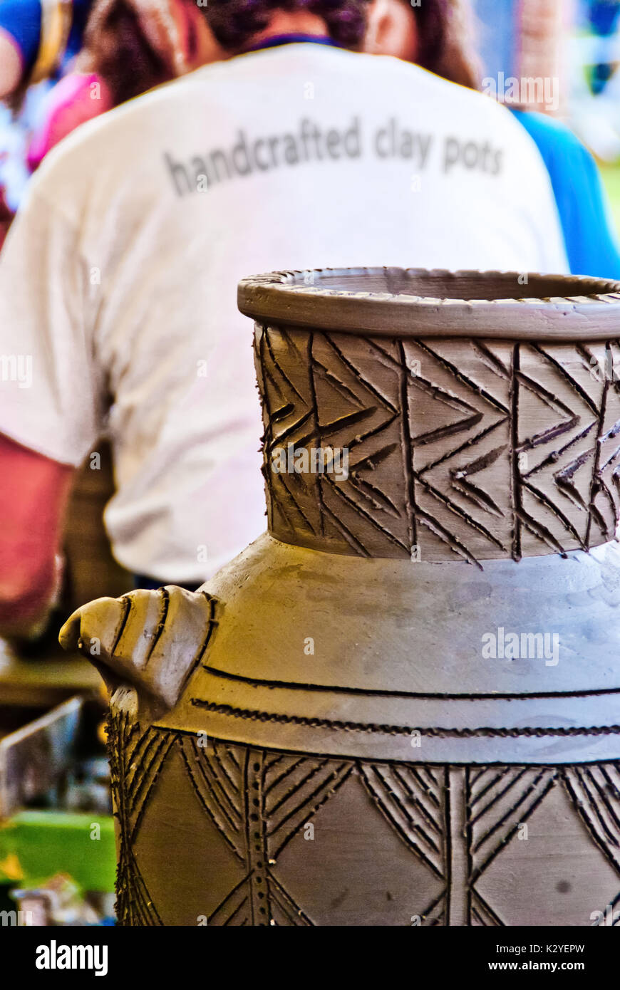 hands working in clay to create crafts and artistic clay pots Stock ...