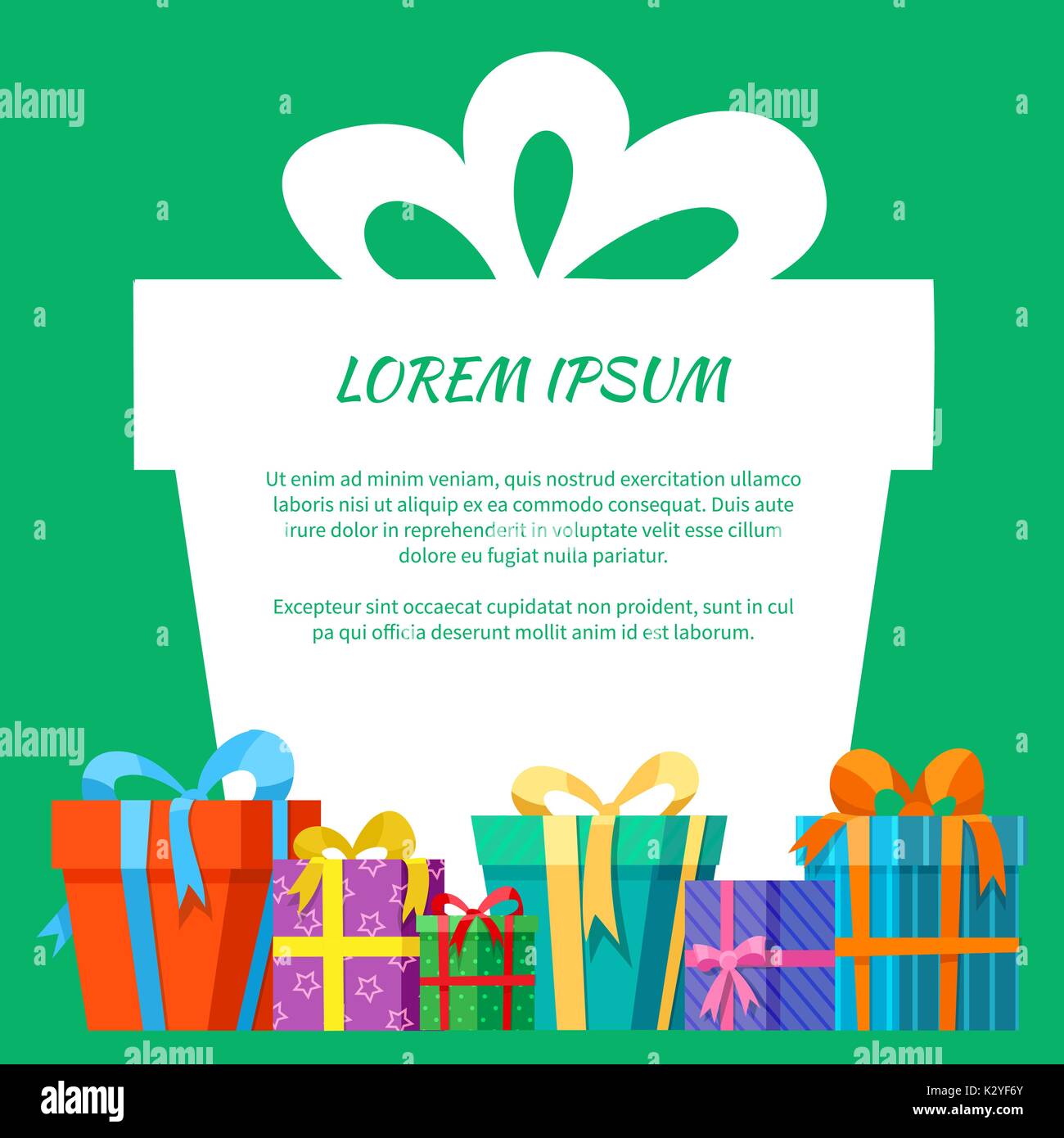 Frame with gift boxes. Greeting card. Vector illustration Stock Vector ...