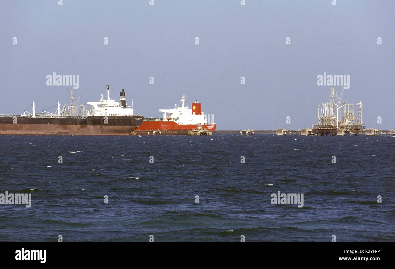 Oil loading terminal at Ras Tanura, World's Largest Oil Refinery, Saudi ...