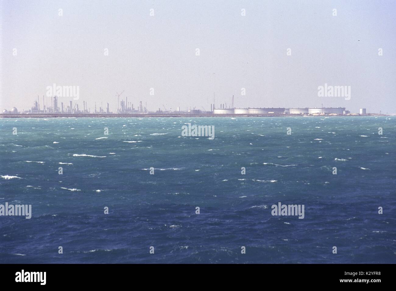 Oil loading terminal at Ras Tanura, World's Largest Oil Refinery, Saudi ...