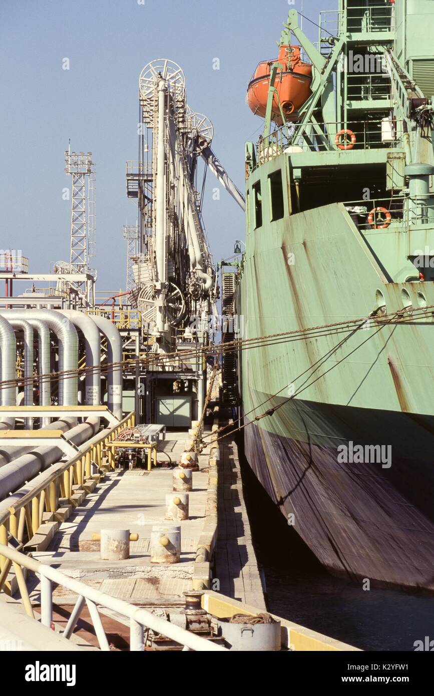 Oil loading terminal at Ras Tanura, World's Largest Oil Refinery, Saudi ...