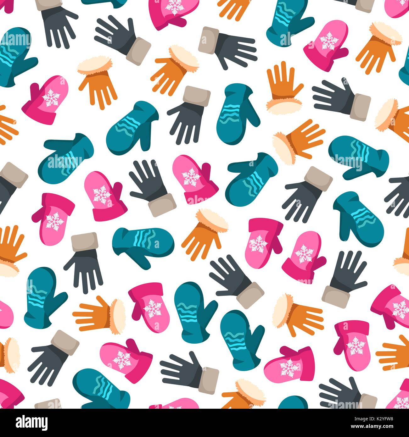 Colorful winter mittens seamless pattern design, vector illustration ...