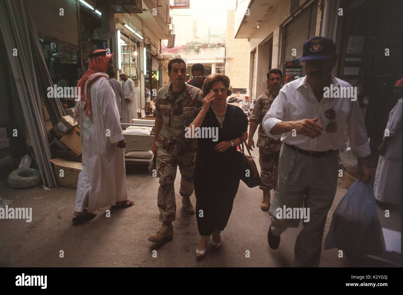 US Army soldiers and officers shopping in Riyadh, Saudi Arabia during ...