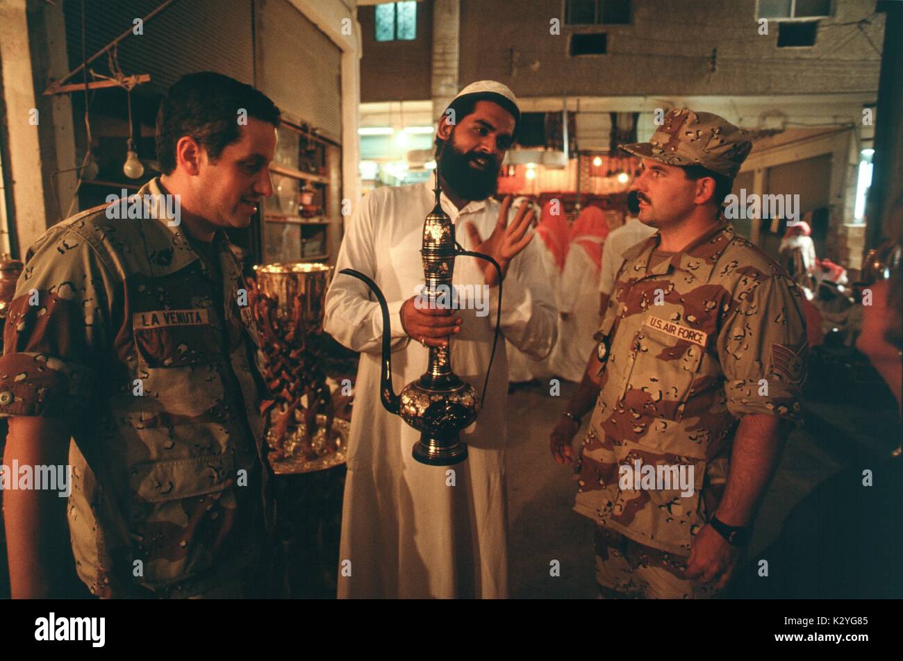 US Army soldiers and officers shopping in Riyadh, Saudi Arabia during ...