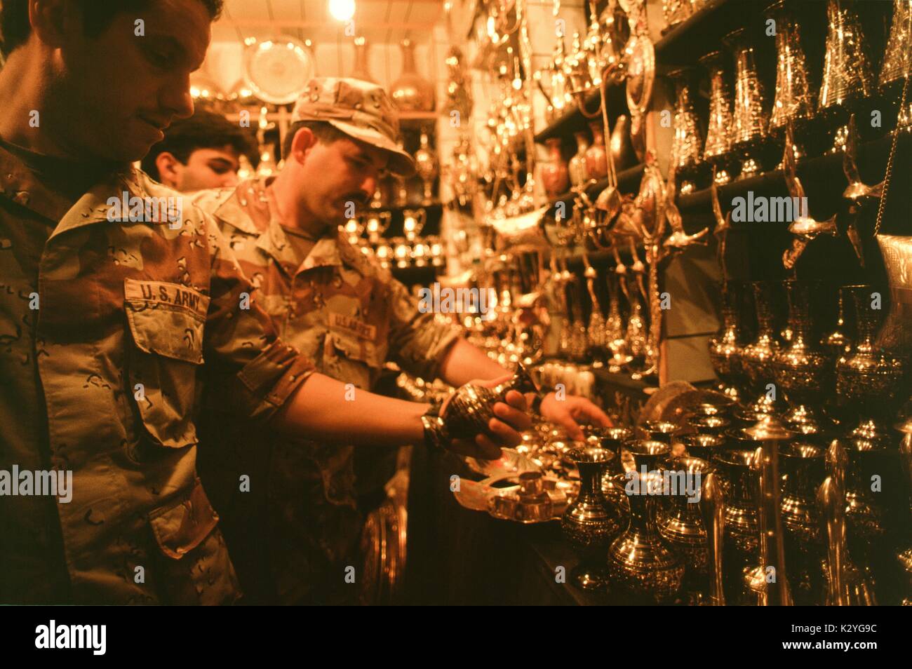US Army soldiers and officers shopping in Riyadh, Saudi Arabia during ...