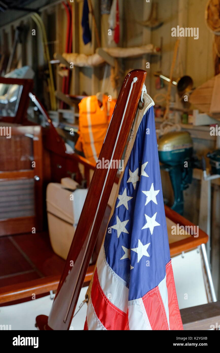 Stern flag and boathouse. Chesapeake Bay Maritime Museum, St. Michaels ...