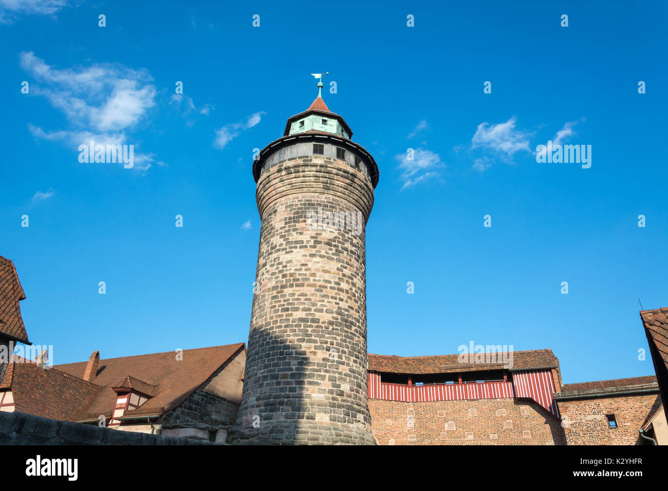 The tower of the castle of Nuremberg in the afternoon sun Stock Photo ...