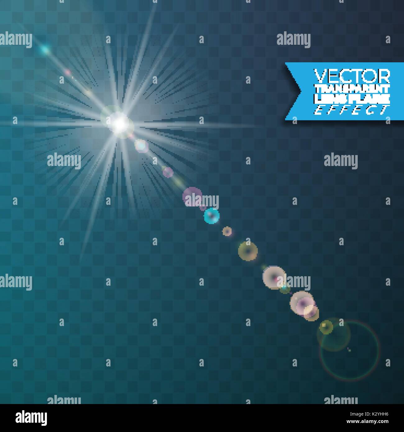 Realistic vector lens flare light effect on transparent background ...