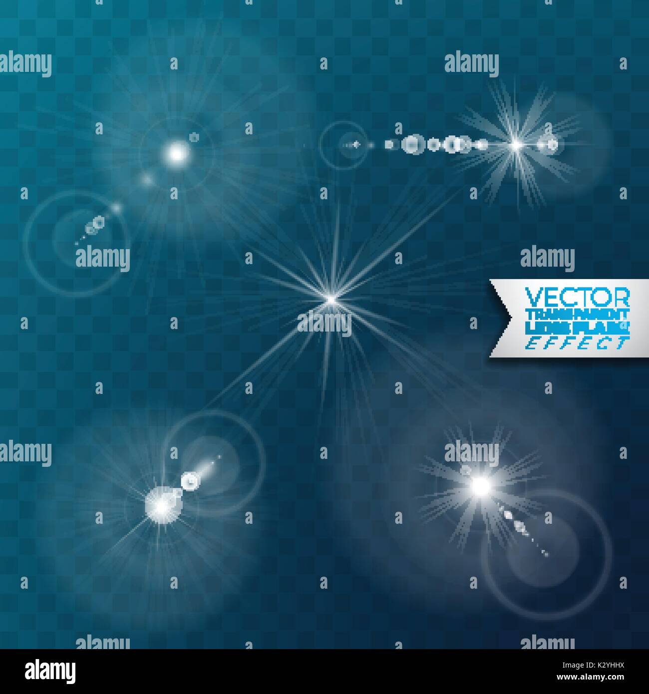 Realistic vector lens flare light effect set on transparent background ...