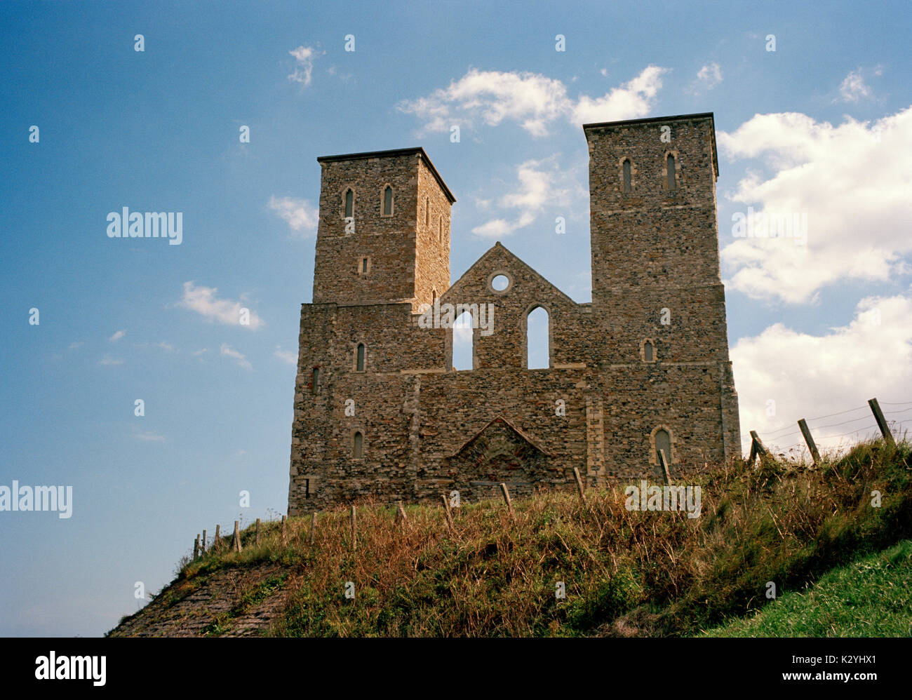 Reculver Roman Fort and towers of Saint Mary's Church in Thanet in Kent ...
