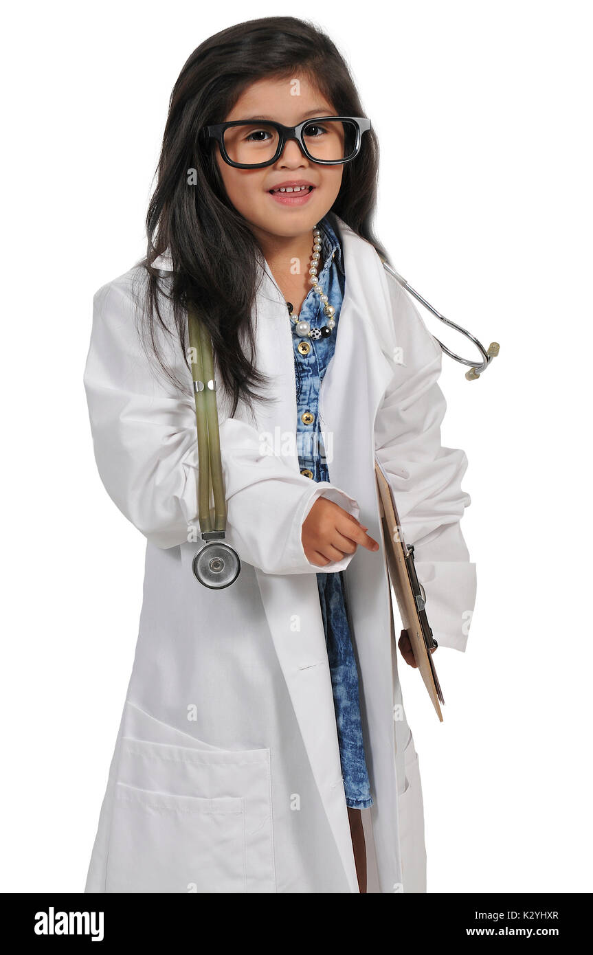 Cute little girl doctor on her rounds Stock Photo - Alamy