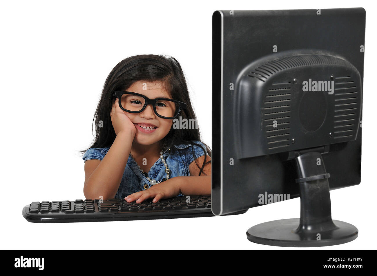 Child using computer school Cut Out Stock Images & Pictures - Alamy