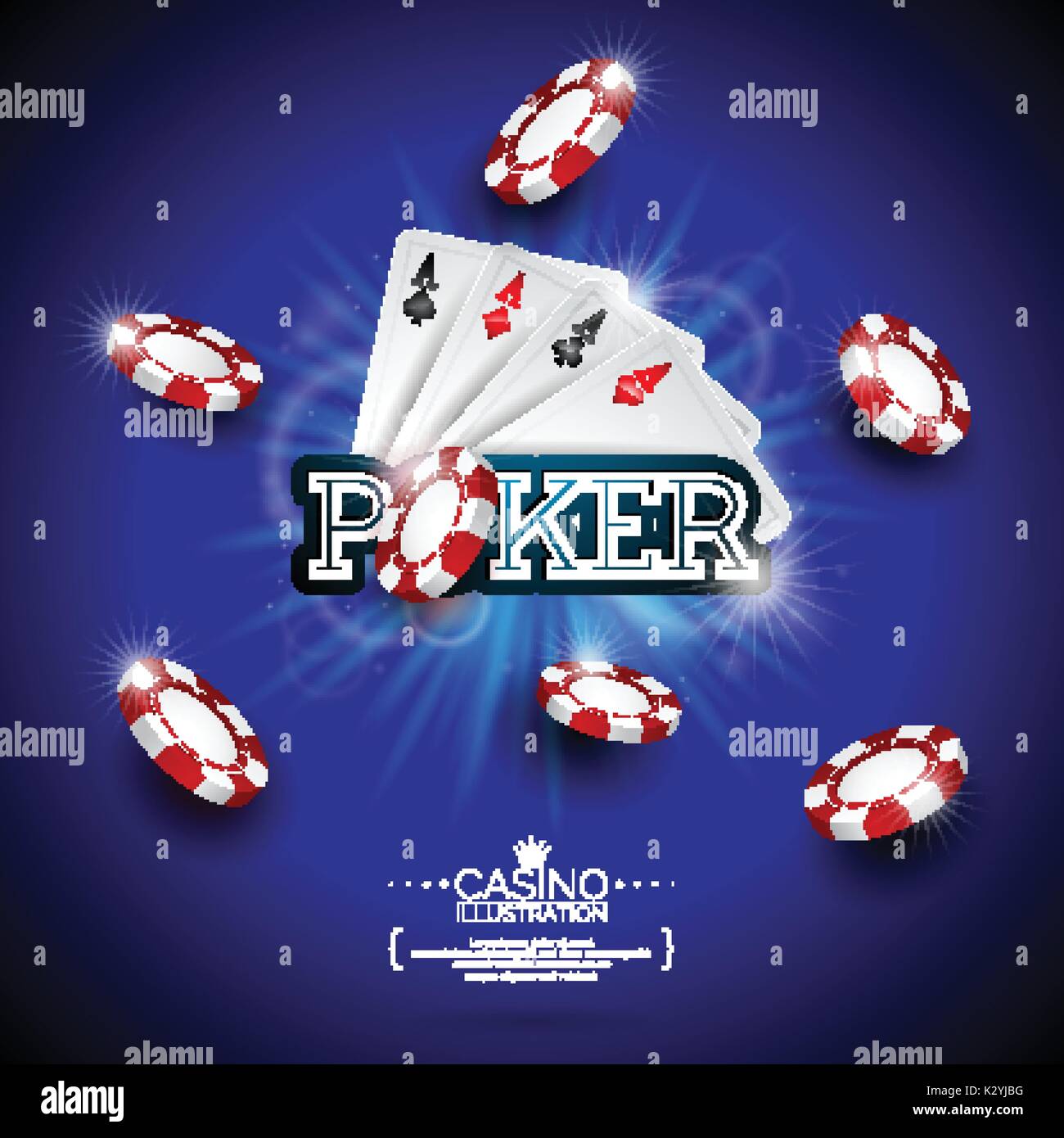 Vector illustration on a casino theme with color playing chips, poker ...