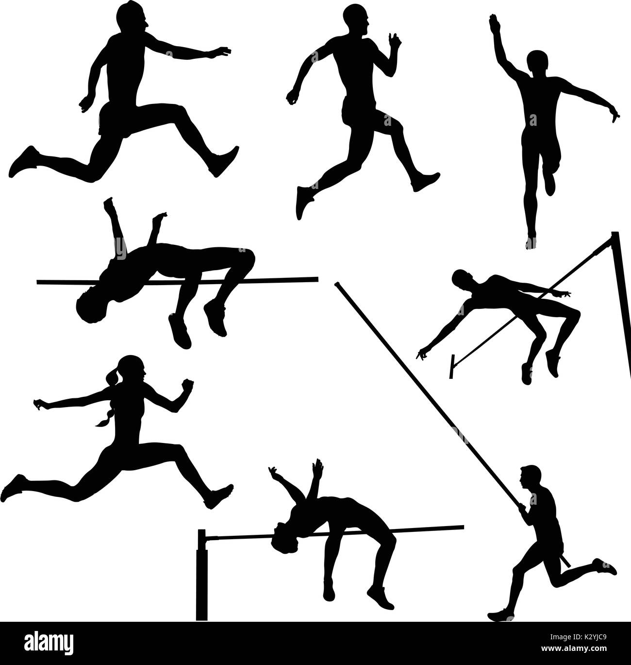 Athletics Long Jump Black and White Stock Photos & Images - Alamy