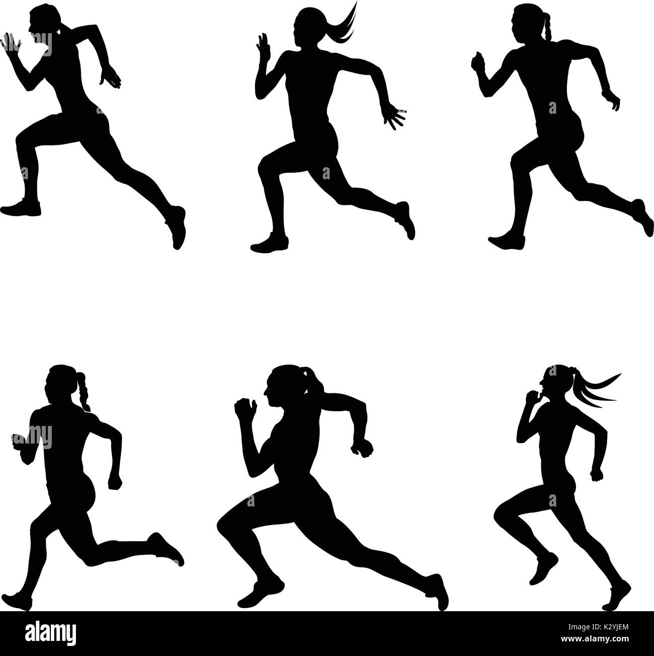 set sprint woman runners running vector illustration Stock Vector Image ...