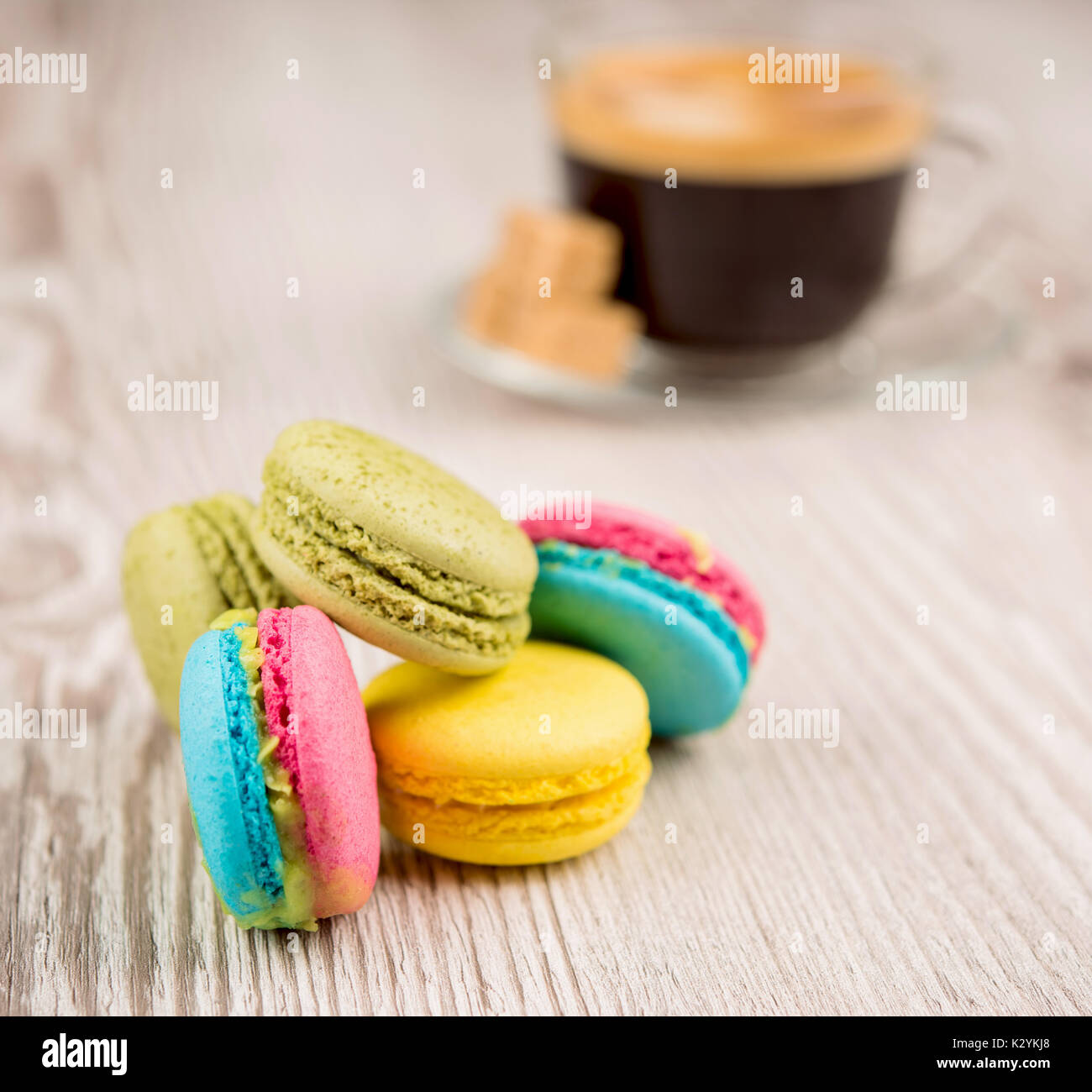 macarons with coffee Stock Photo - Alamy