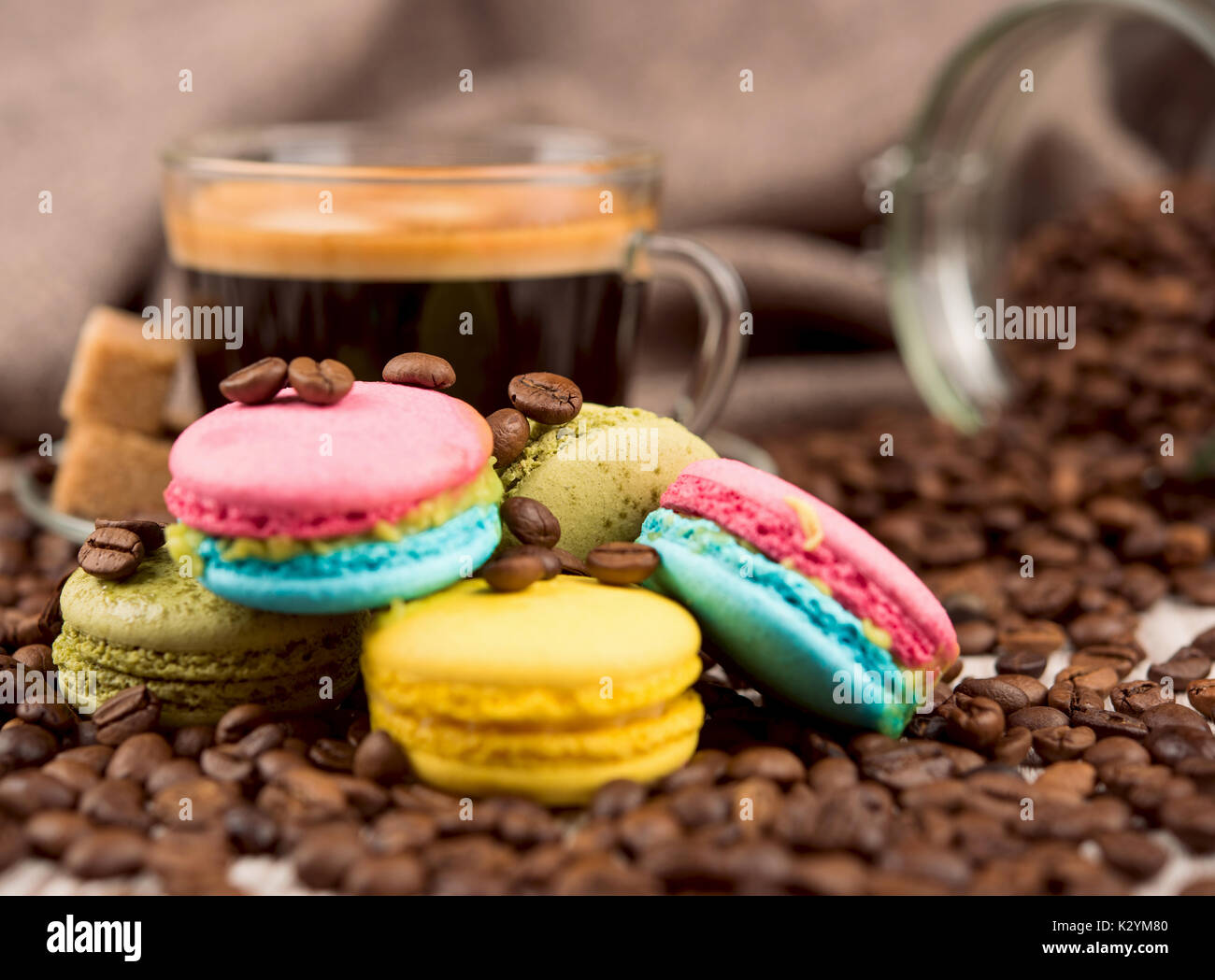 macarons with coffee Stock Photo - Alamy
