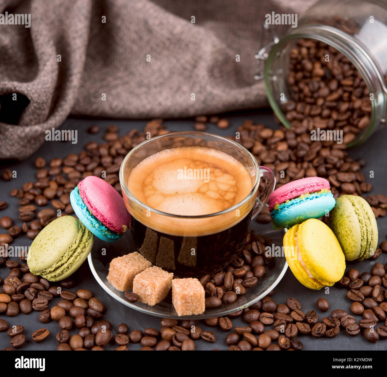 macarons with coffee Stock Photo - Alamy