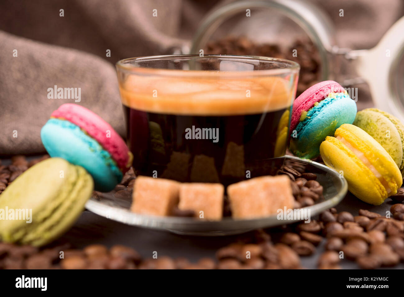 macarons with coffee Stock Photo - Alamy