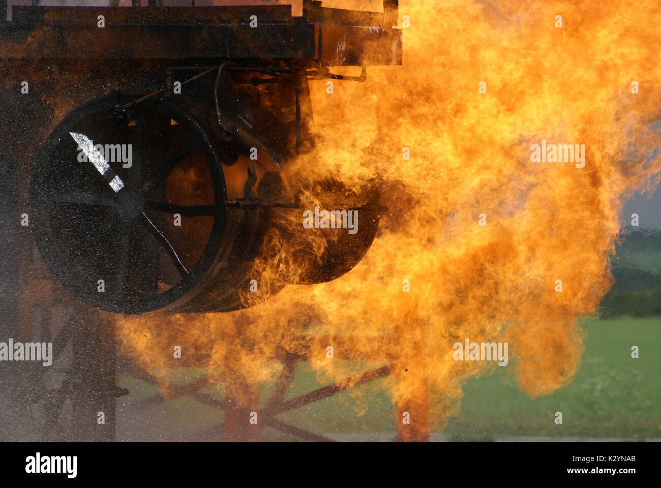 Passenger Jet engine fire, Air crash disaster Stock Photo - Alamy