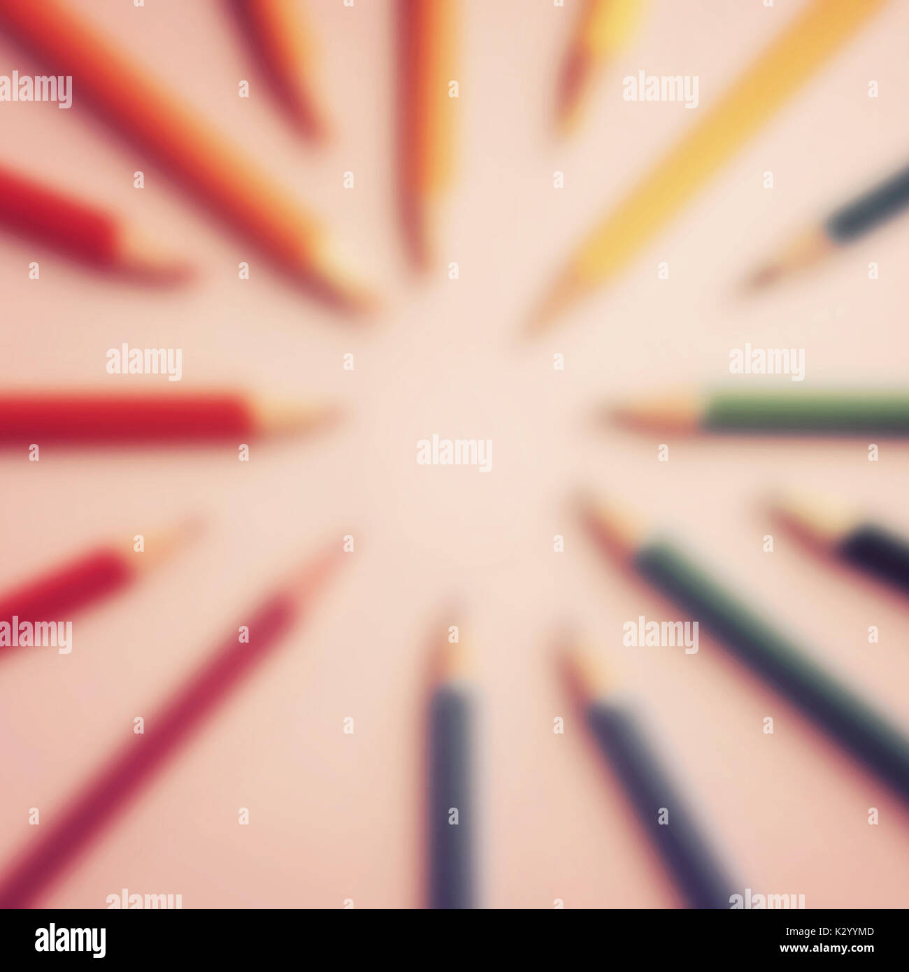 Colored pencil on paper background for drawing. Color circle. Retro ...