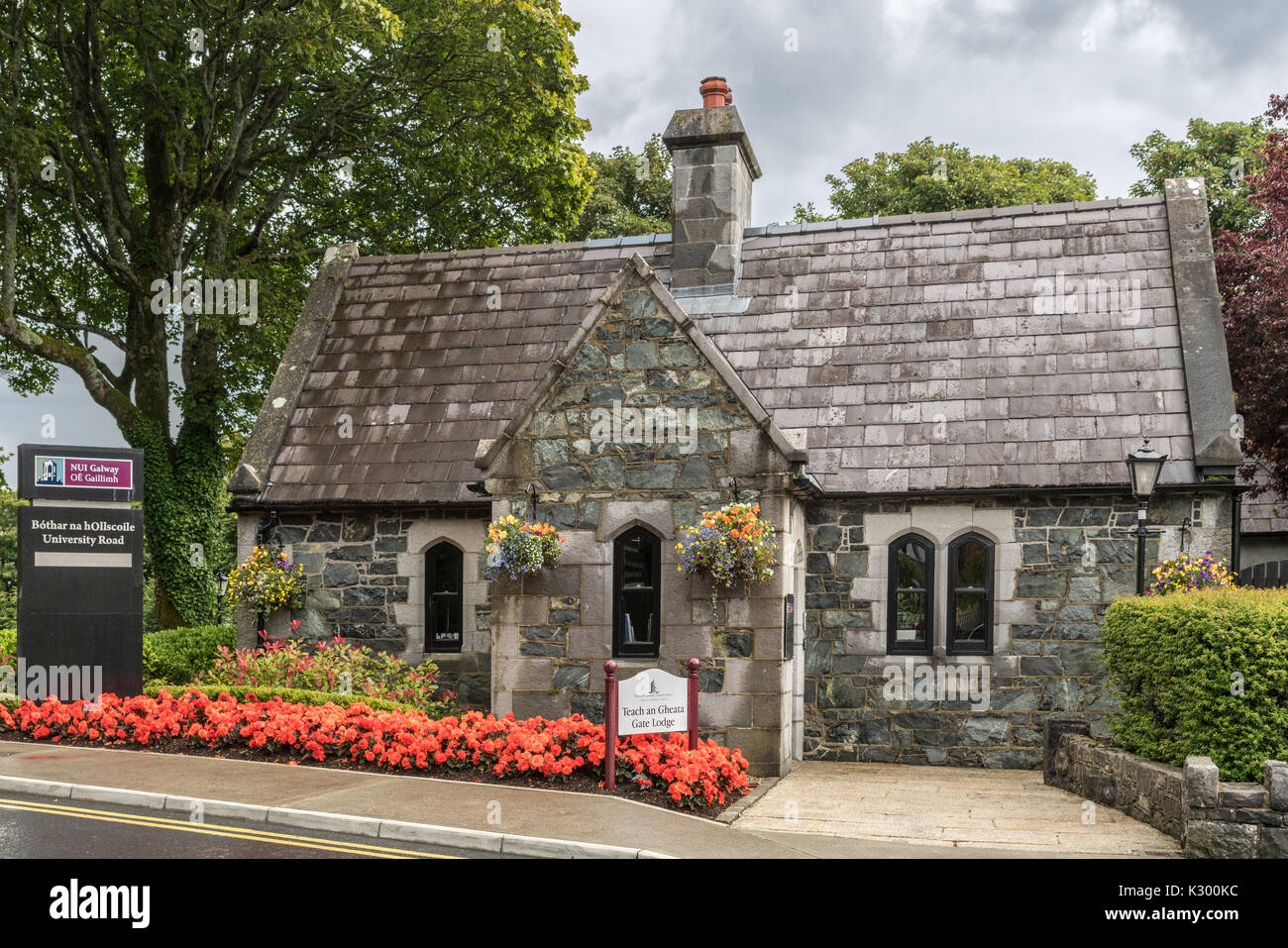 Galway, Ireland - August 5, 2017: The Gray stone Gate Lodge at main ...