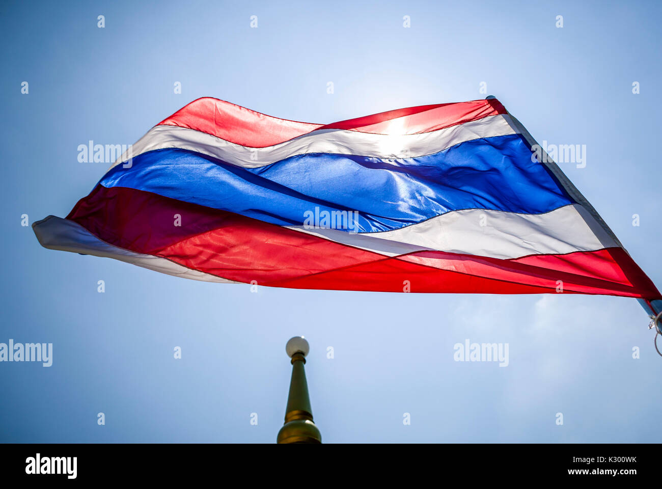 The national flag of Thailand flying above Golden Mount In Bangkok ...