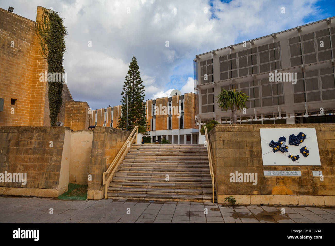 MALTA - OCTOBER 18, 2016: Architecture of the Malta university. Enter ...