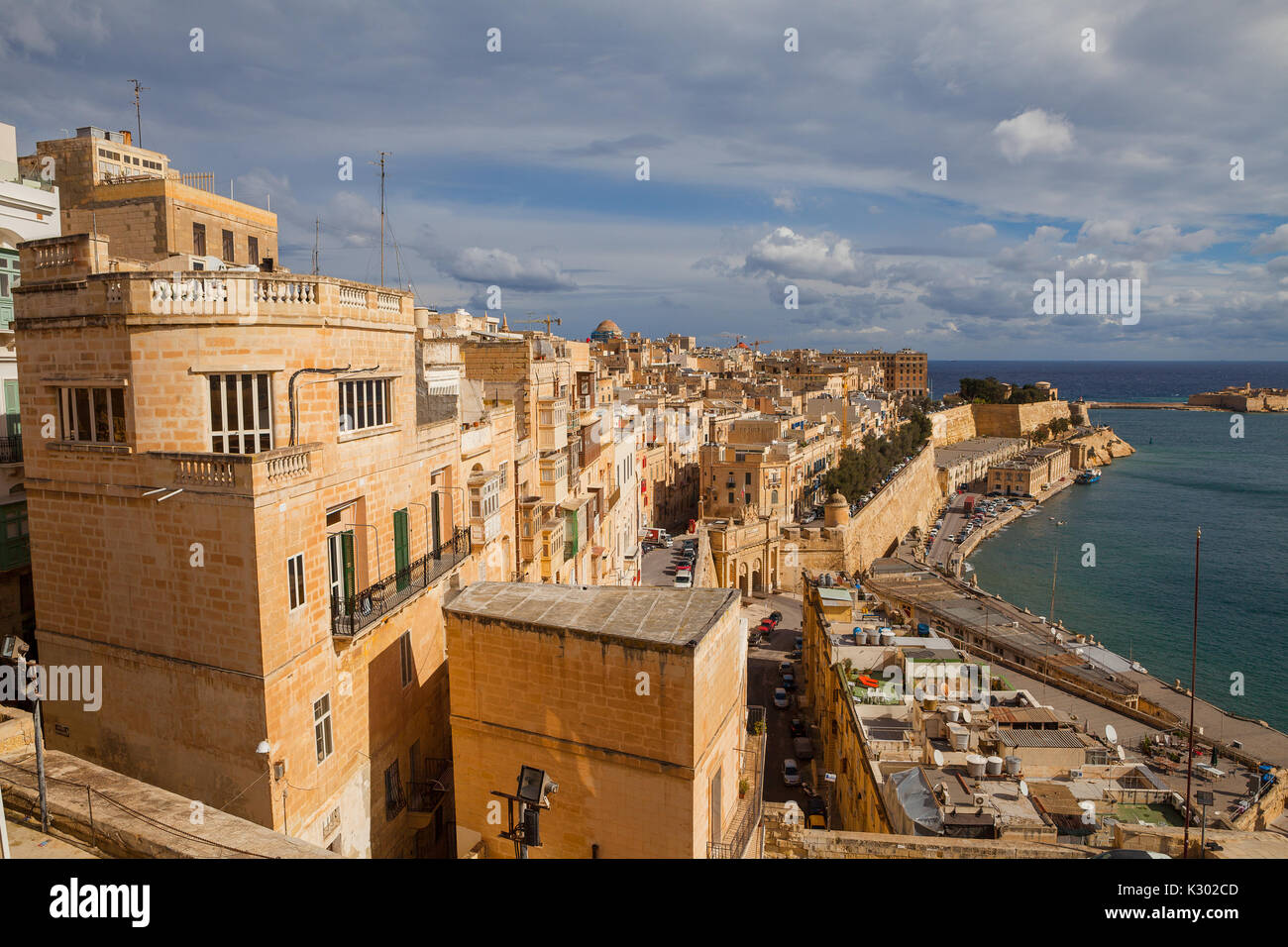 Malta - Aerial view of the ancient city Valletta on a sunny day with ...