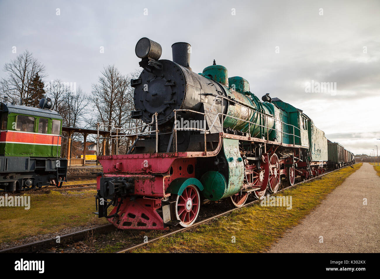 Old vintage steam locomotive from XX century Russian empire and USSR ...