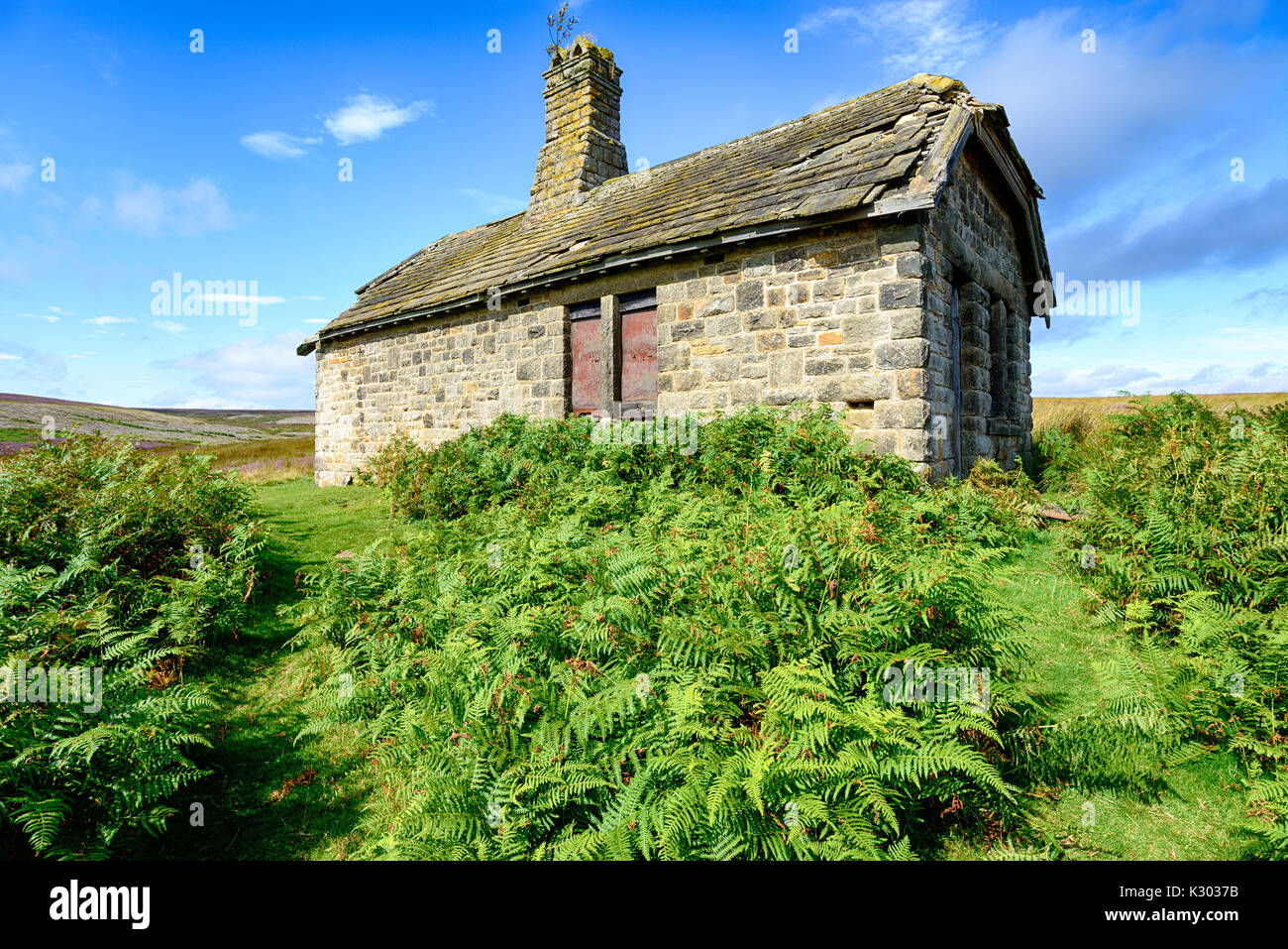 A derelict cottage on moorland near Redmires reservoire in the Rivelin ...