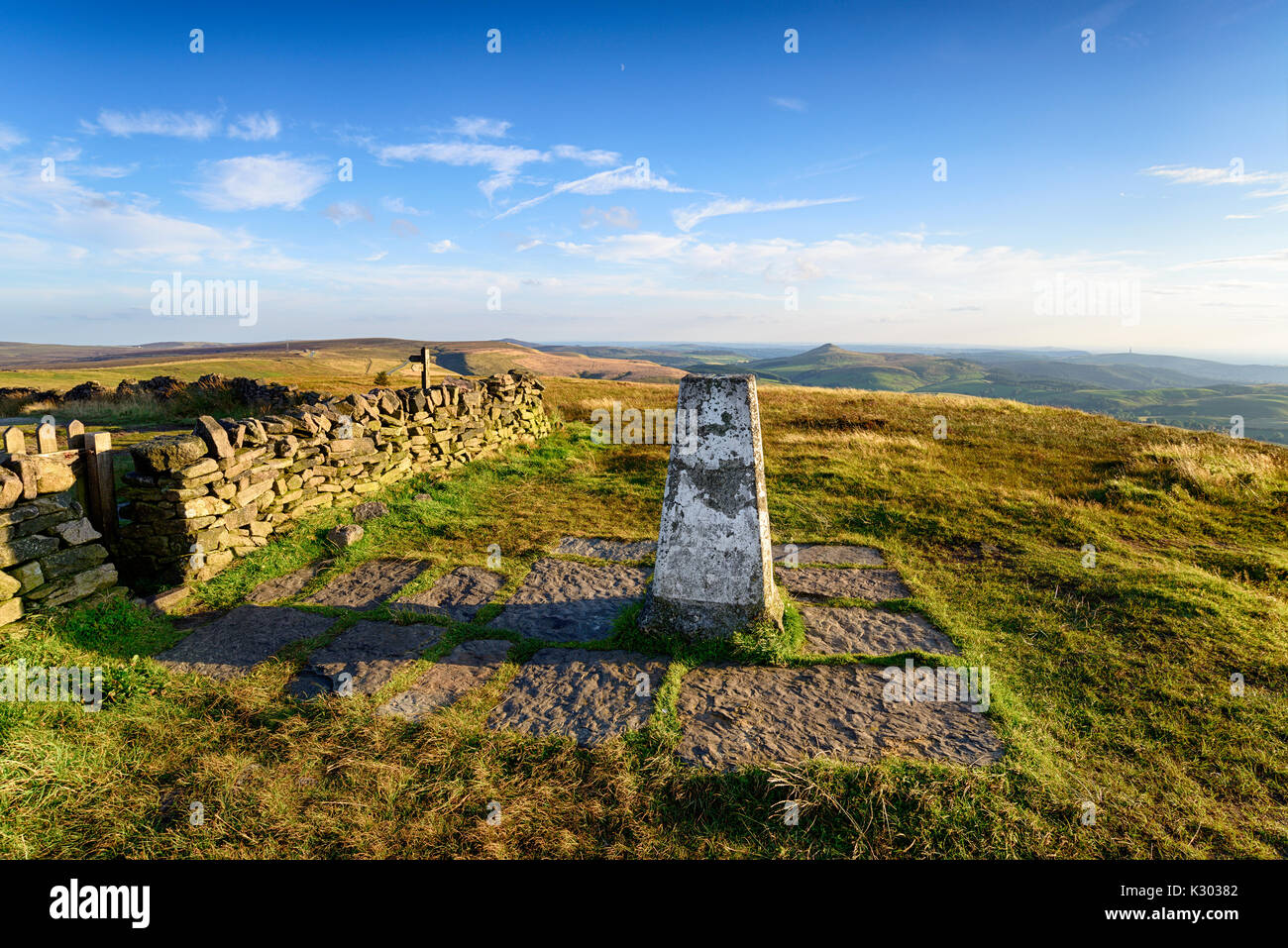 The Trig point at the summit of Shining Tor, the highest point in ...