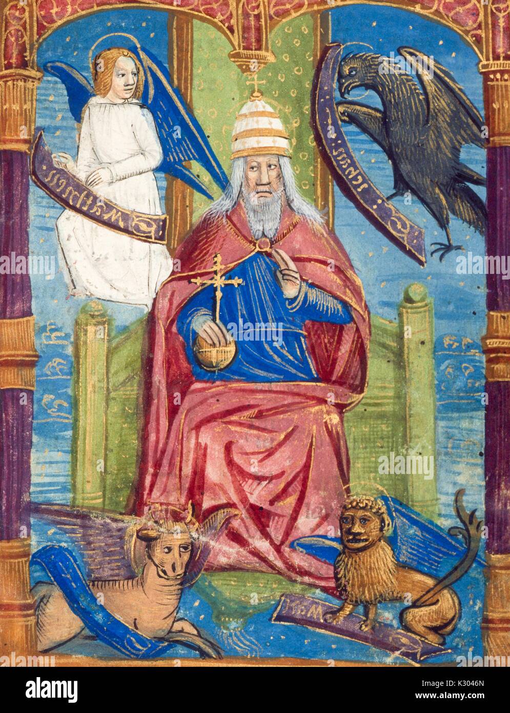 Illuminated manuscript page depicting God the Father Enthroned, from a ...