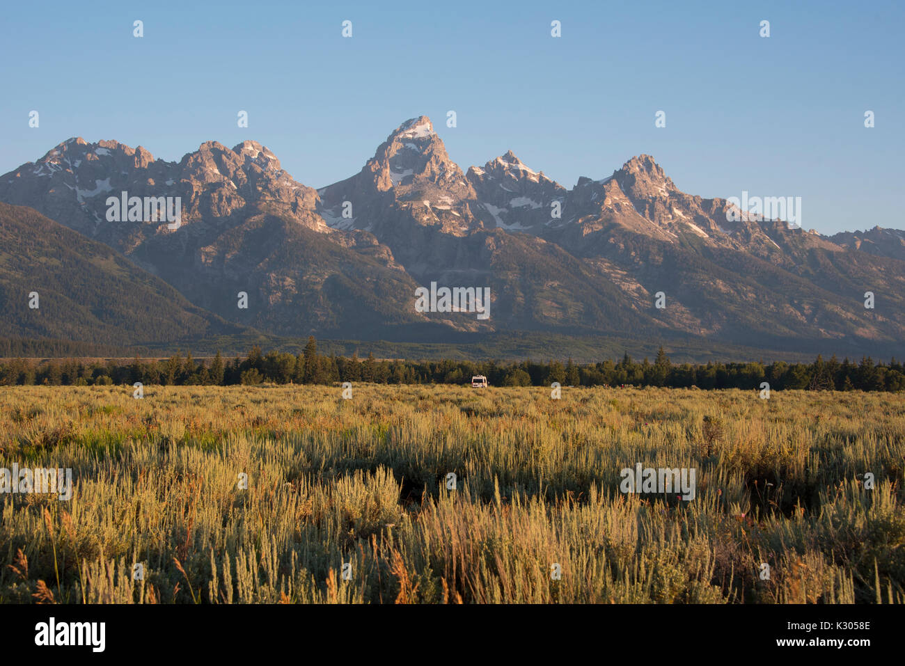Grand Teton with RV Stock Photo - Alamy