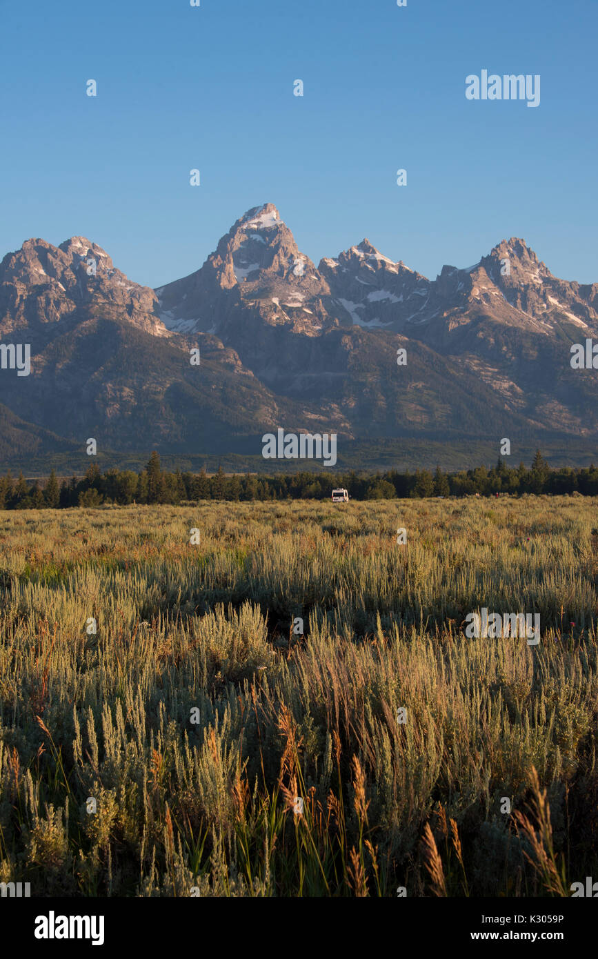 Grand Teton with RV Stock Photo - Alamy