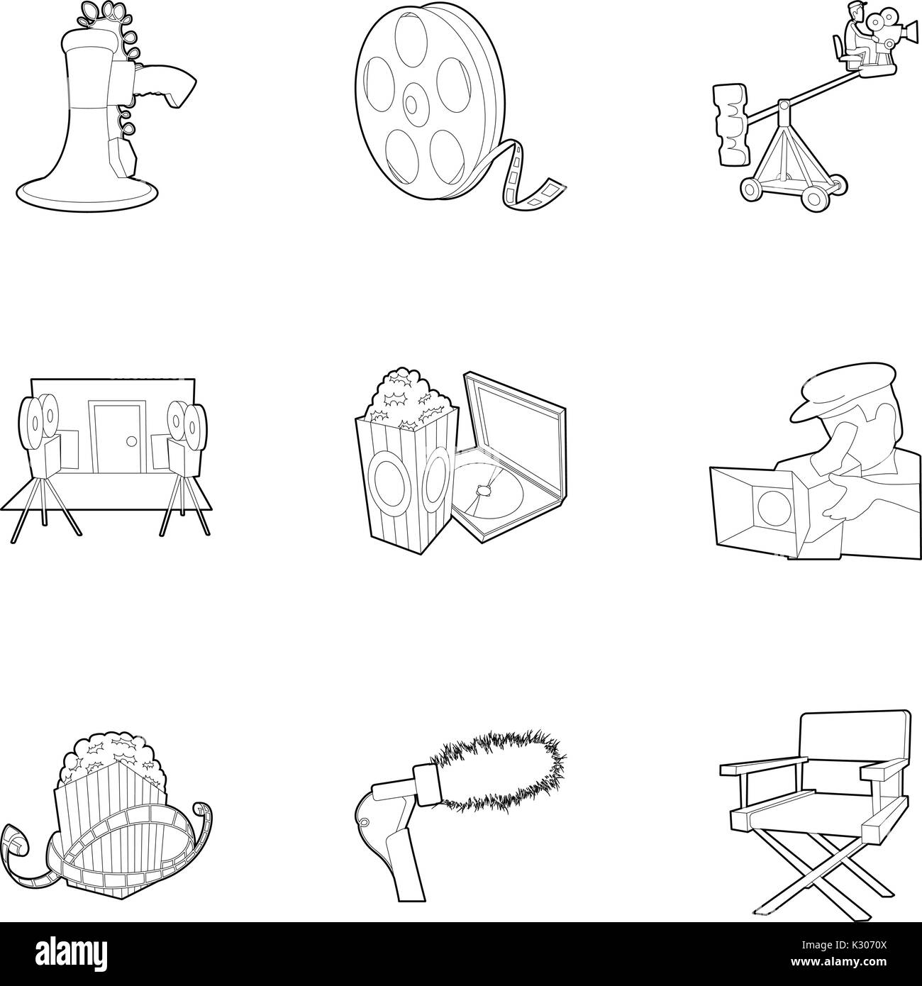 Movie icons set, outline style Stock Vector Image & Art - Alamy