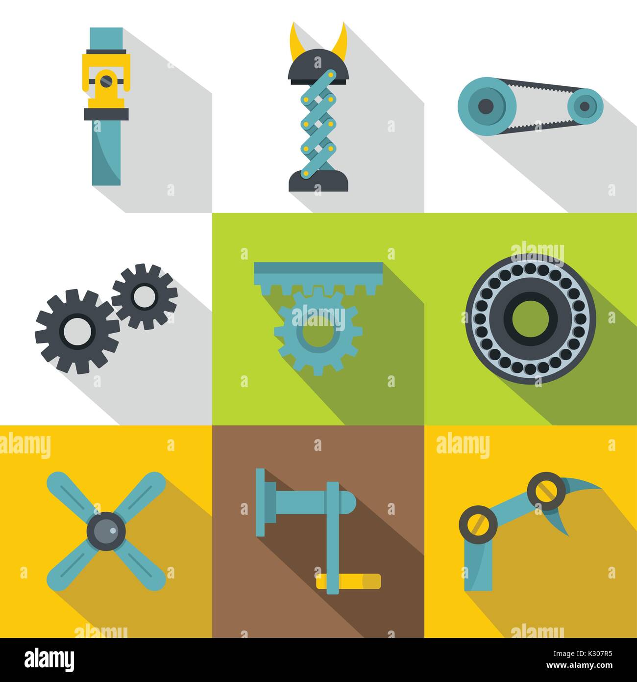 Mechanisms icon set, flat style Stock Vector Image & Art - Alamy