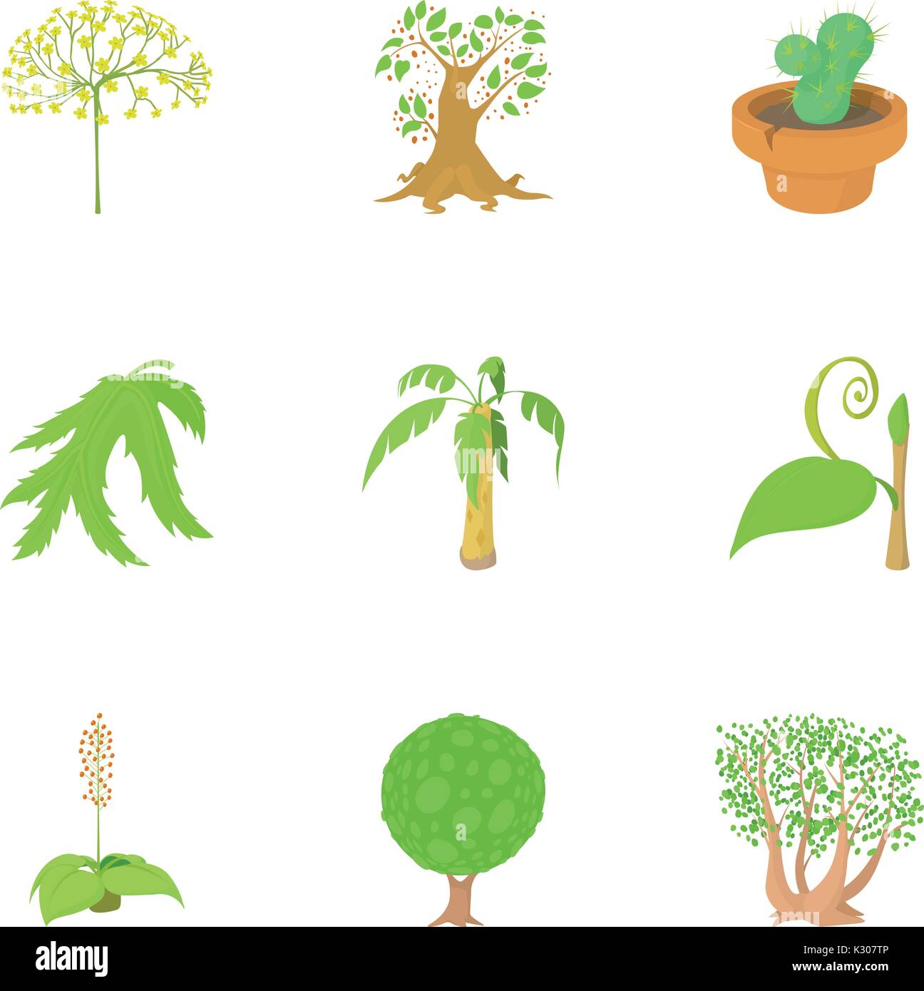 Outdoor plants icons set, cartoon style Stock Vector Image & Art - Alamy