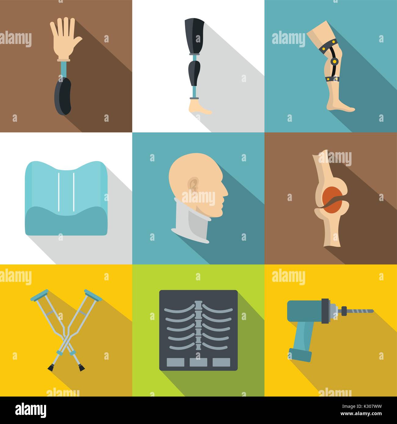 Orthopedics prosthetics icon set, flat style Stock Vector Image & Art ...
