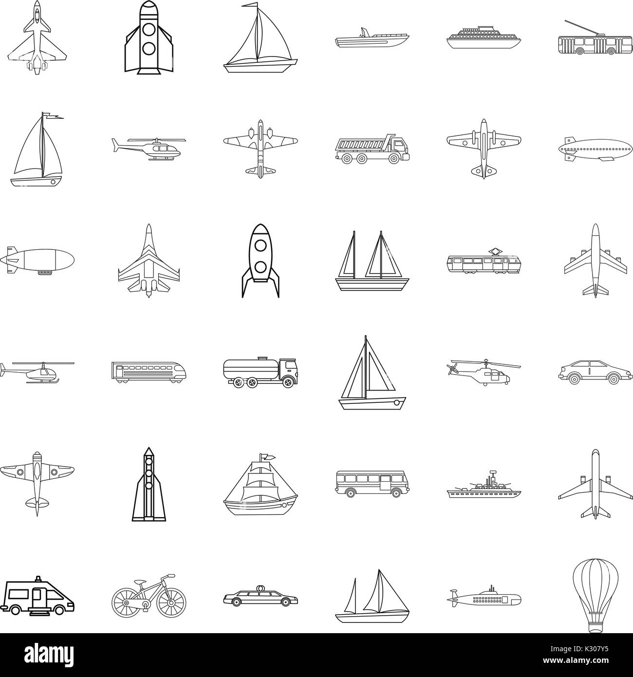 Transport icons set, outline style Stock Vector Image & Art - Alamy