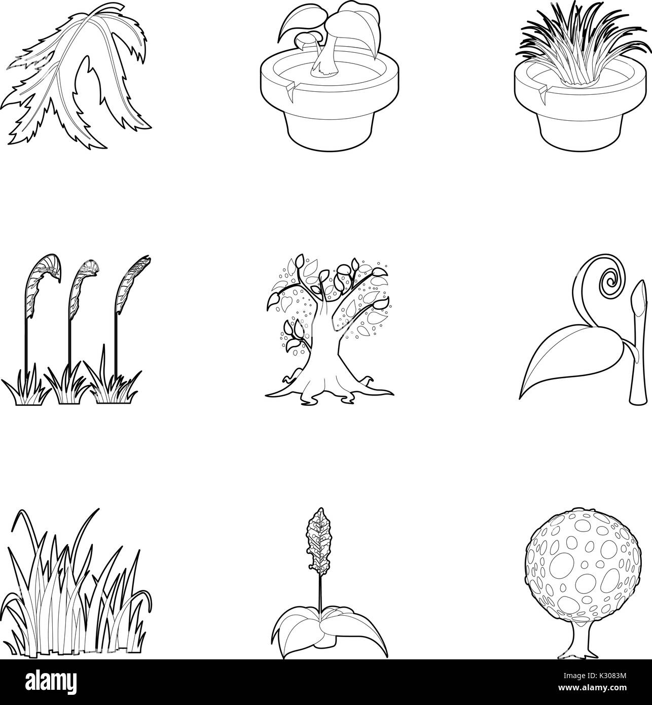 Outdoor plants icons set, outline style Stock Vector Image & Art - Alamy
