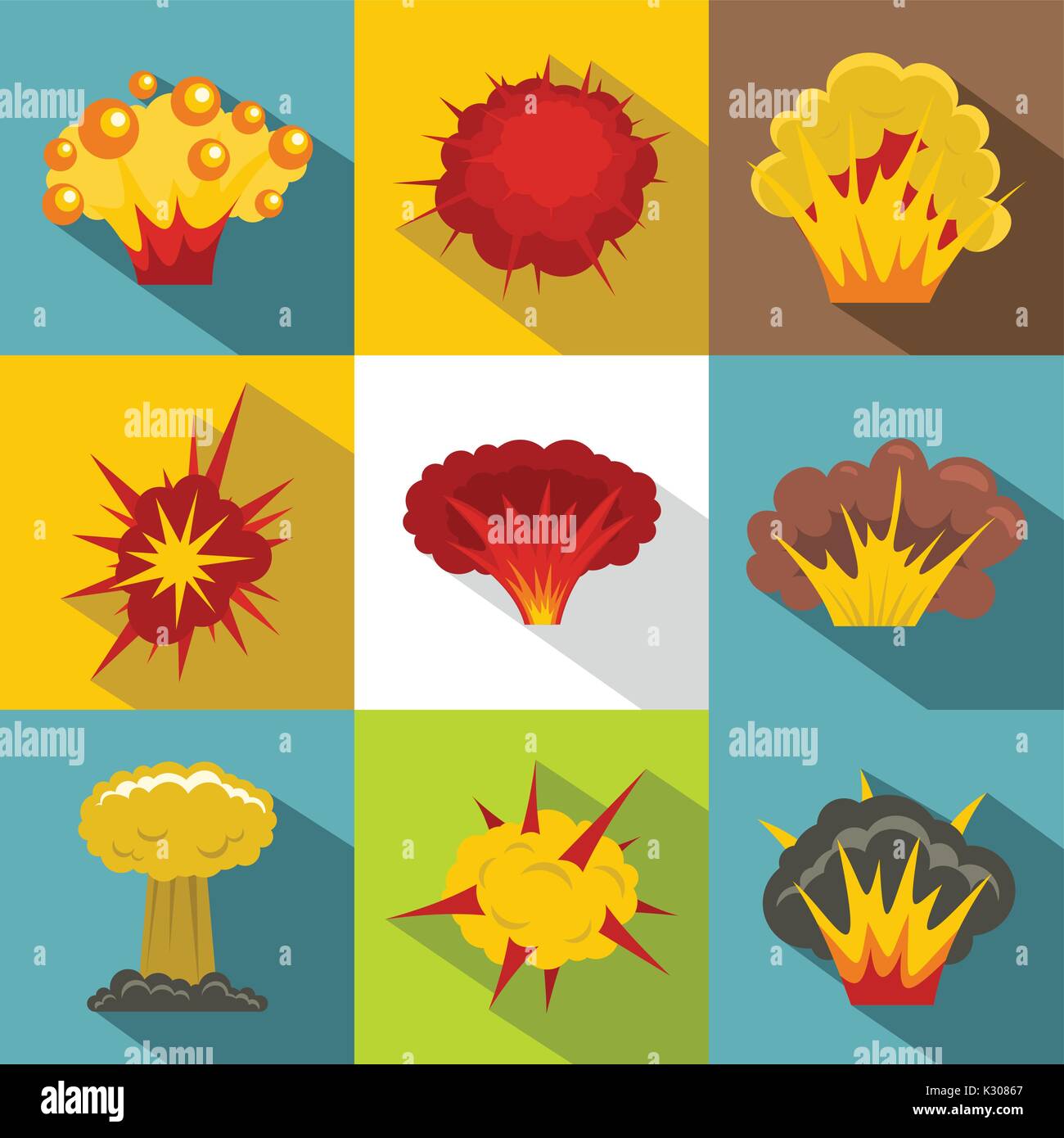 Explosion effect icon set, flat style Stock Vector Image & Art - Alamy