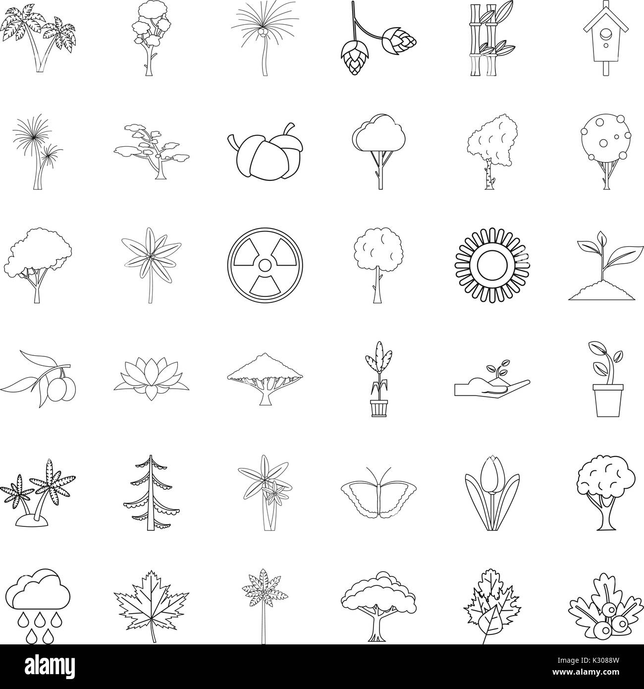 Tree icons set, outline style Stock Vector Image & Art - Alamy