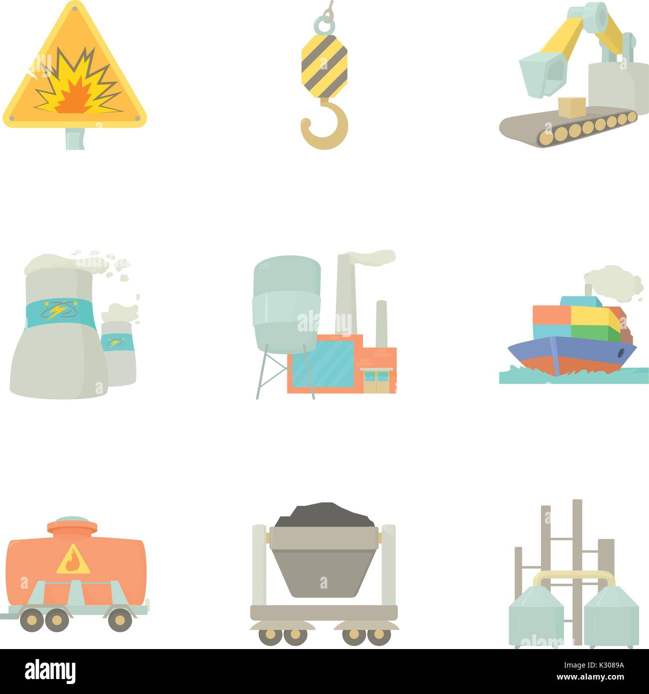 Heavy industry icons set, cartoon style Stock Vector Image & Art - Alamy