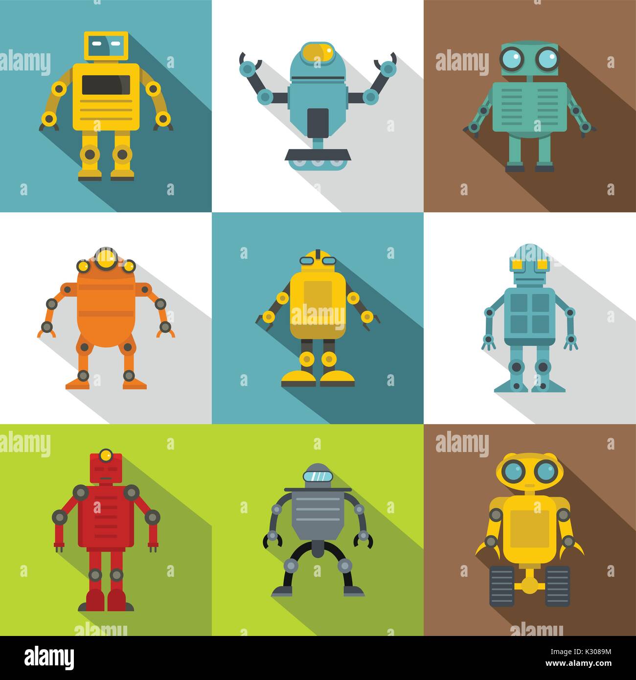 Cyborg icon set, flat style Stock Vector Image & Art - Alamy