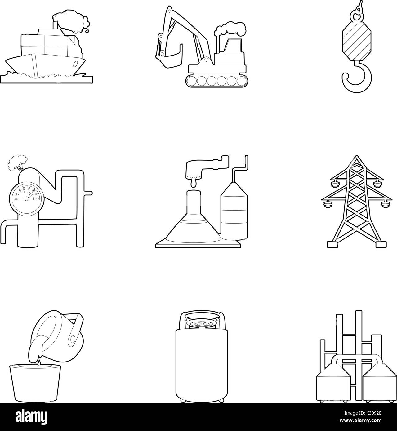Industry icons set, outline style Stock Vector Image & Art - Alamy