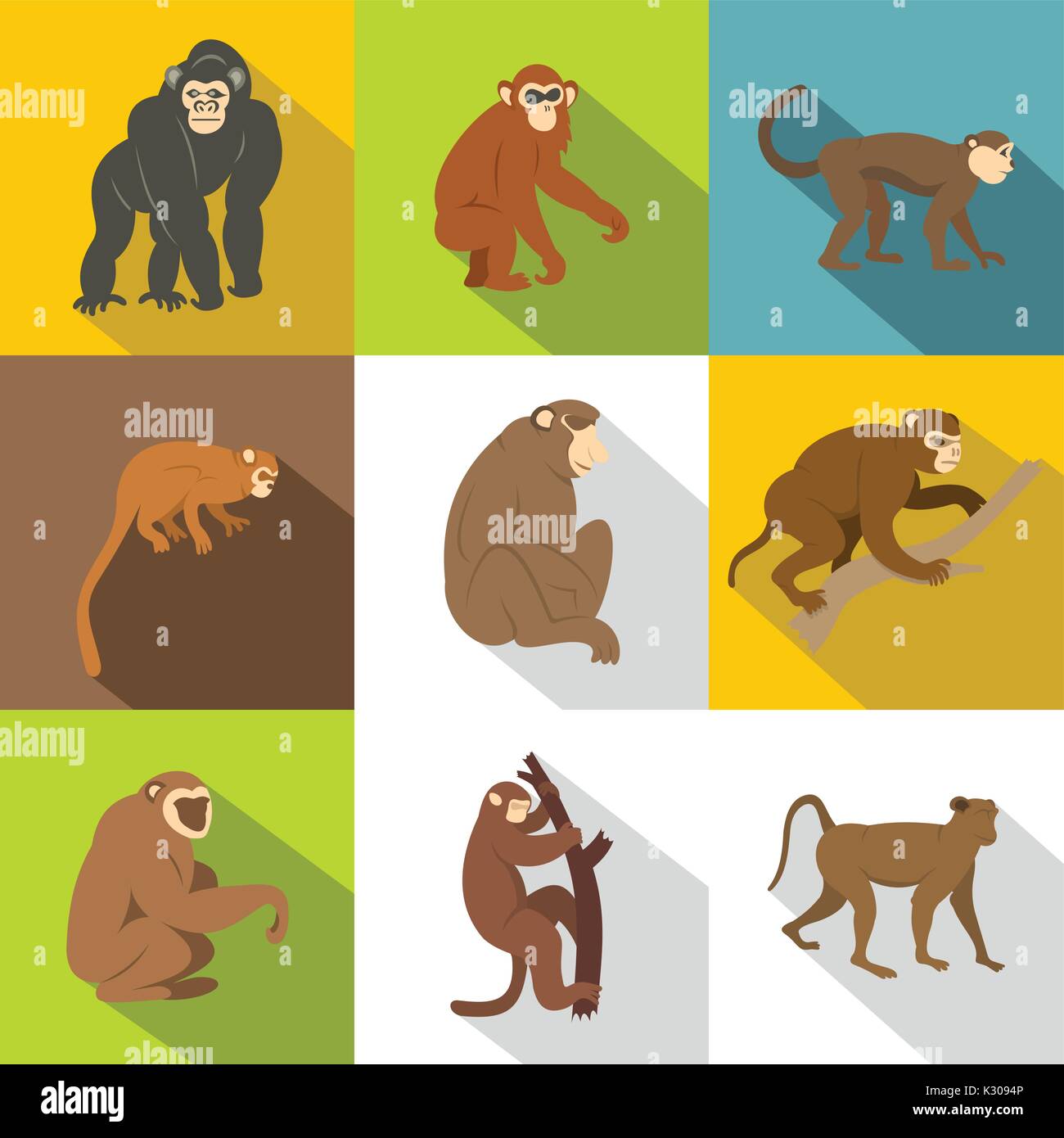 Jungle monkey icon set, flat style Stock Vector Image & Art - Alamy