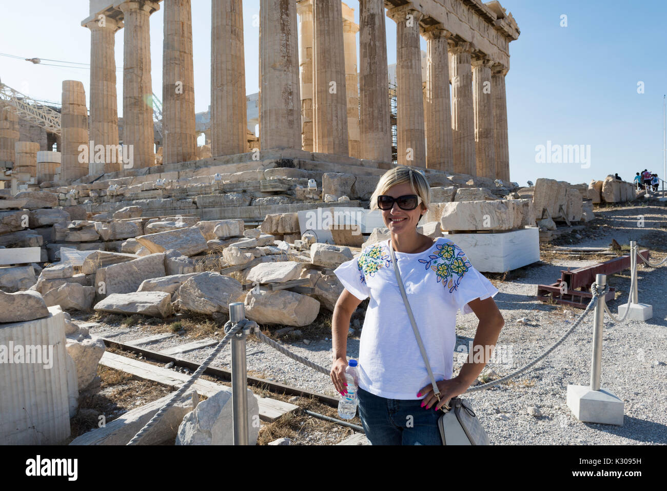 Woman looking at acropolis hi-res stock photography and images - Alamy